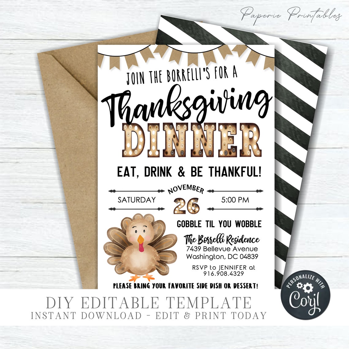 EDITABLE Thanksgiving Party Template Friendsgiving Dinner - Etsy