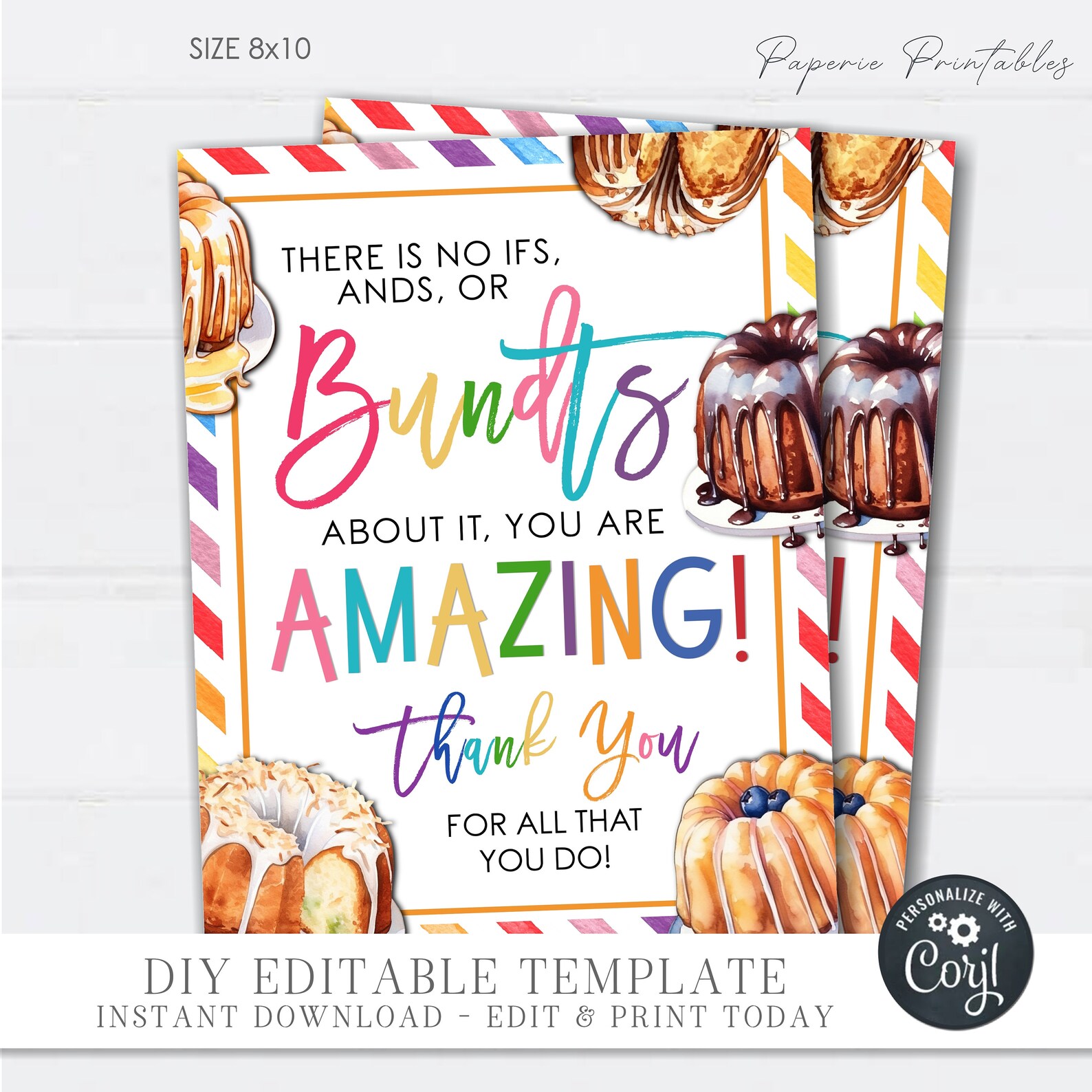 Editable Bundt Cake Teacher Appreciation Sign (digital Download) #TAW12 ...