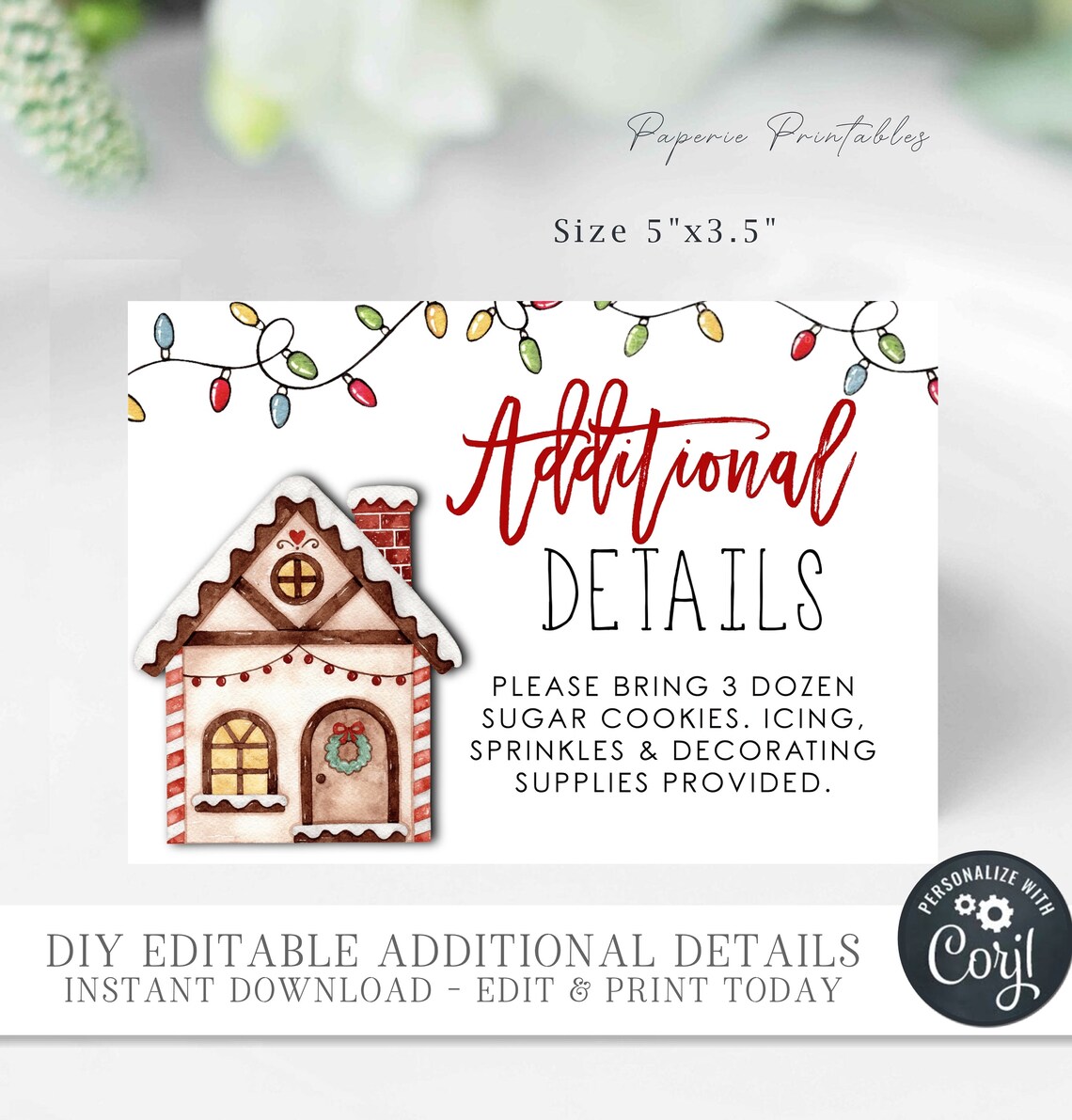 Editable Gingerbread Decorating Party Additional Details | Etsy