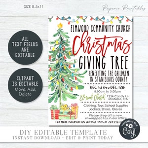 Editable Christmas Giving Tree Flyer: Church Fundraiser (8.5x11) (DIY W ...