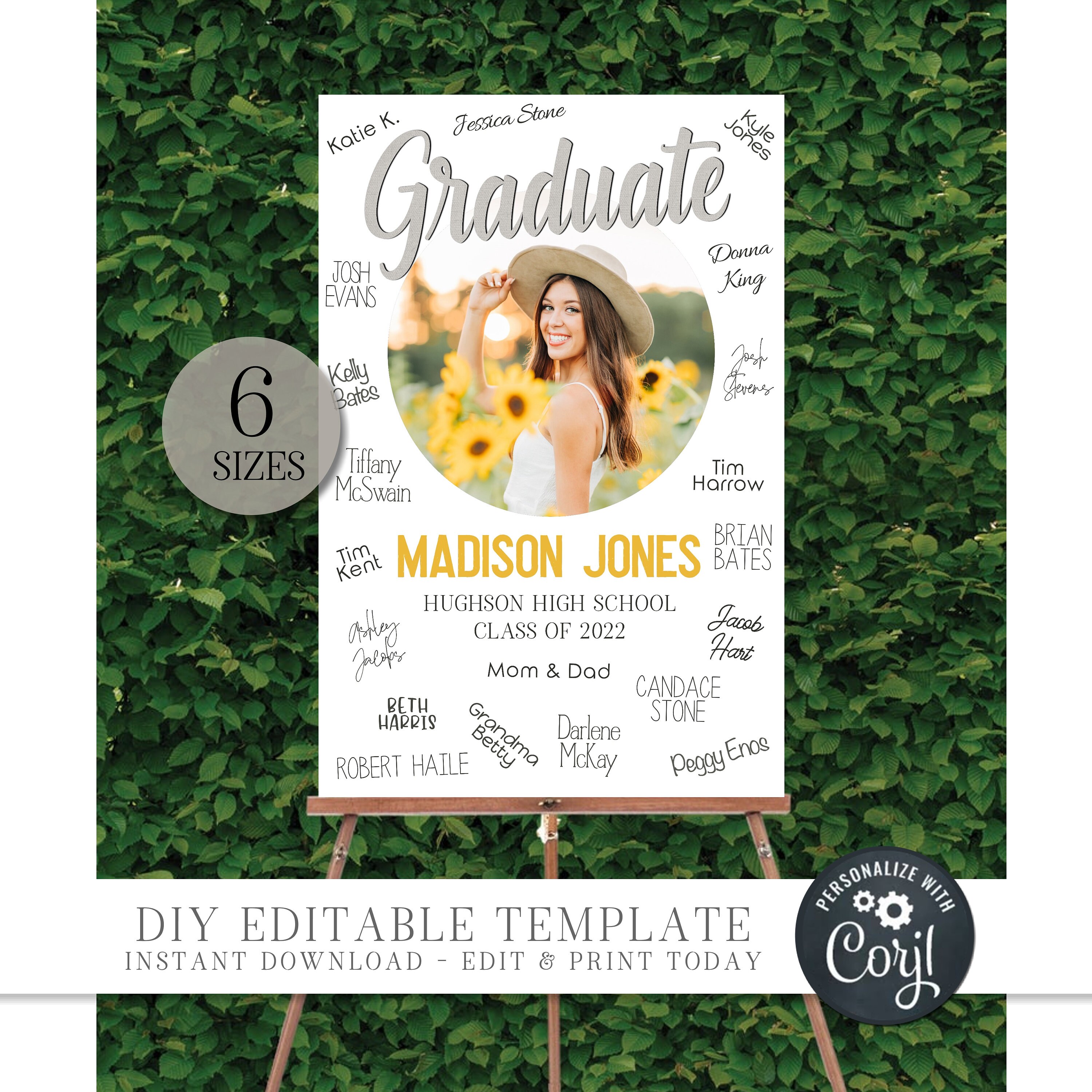 Editable Graduation Guest Book Signature Board (digital Download) #GP45 ...