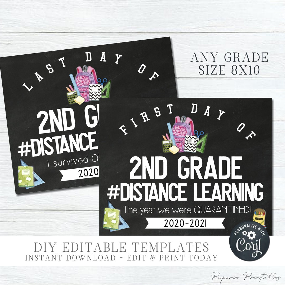 EDITABLE First Day of School Sign, First Day of Distance Learning First ...