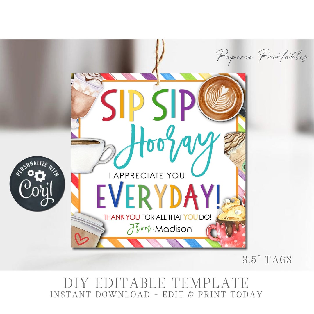 Editable Coffee Teacher Appreciation Gift Tag (DIY With Corjl) #TAW16 ...
