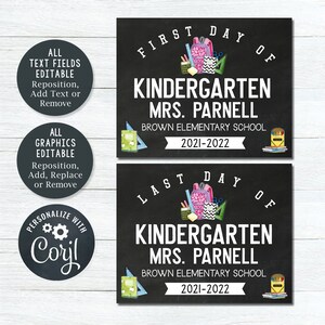 EDITABLE First Day of School Sign, Last Day of School Sign, 2021-2022 ...