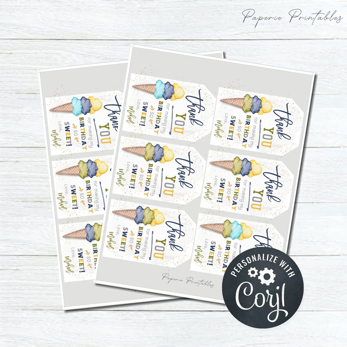 EDITABLE Ice Cream Party Favor Tags Boy Ice Cream Party Tags - Etsy Canada
