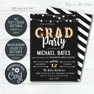 EDITABLE Grad Party Invitation, Graduation Party Template, Photo ...