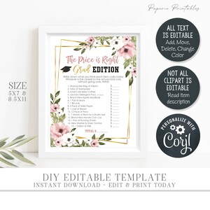 Editable Graduation Party Games, Price is Right Graduation Edition ...