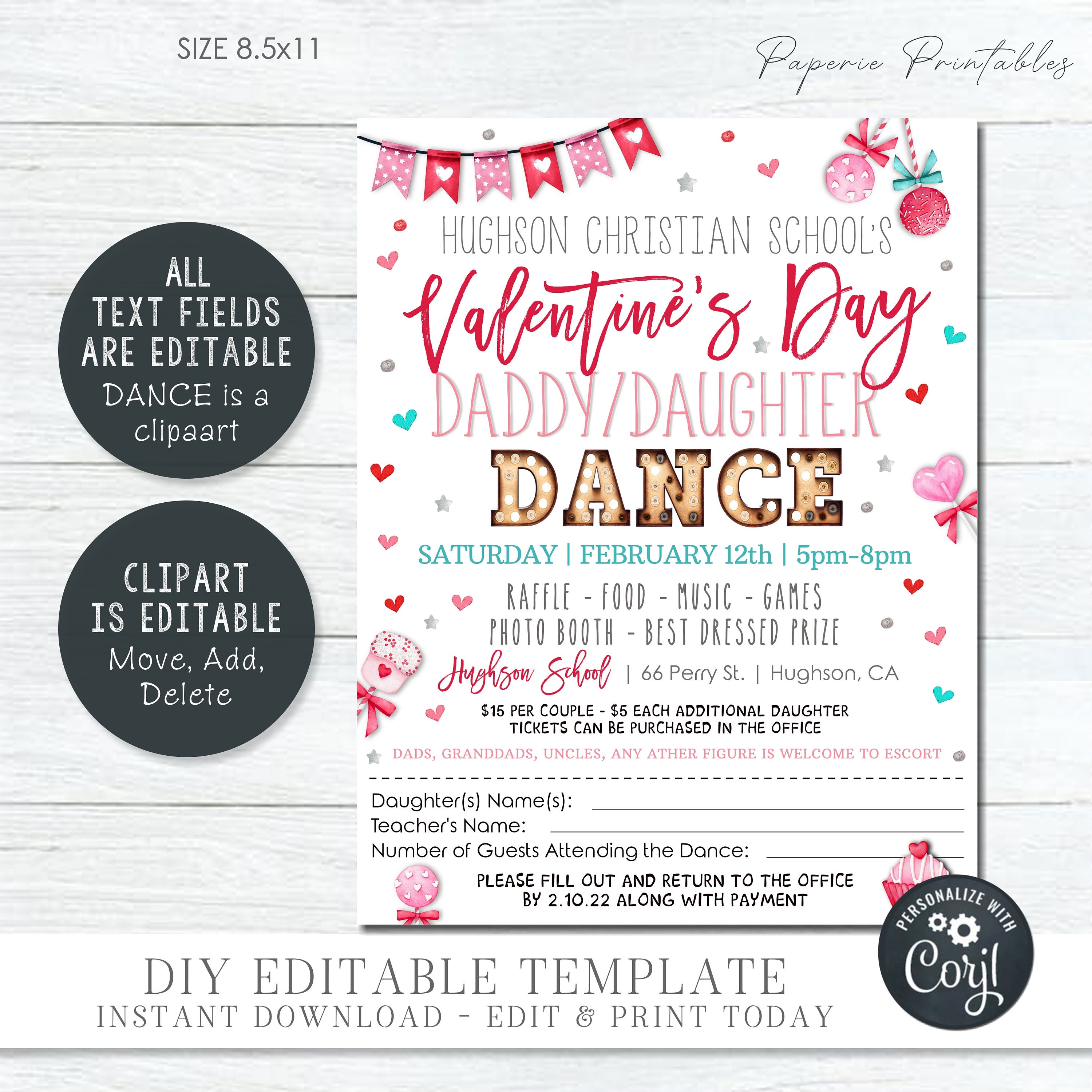 EDITABLE Daddy Daughter Dance Flyer and Ticket Combo - Etsy