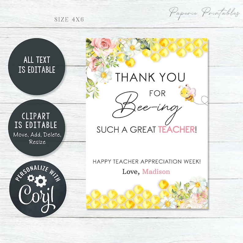 EDITABLE Lip Balm Teacher Appreciation Gift Tag Bee Teacher - Etsy