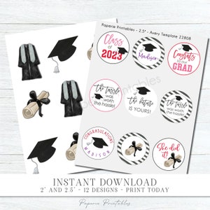EDITABLE Graduation Cupcake Toppers, Class of 2023 Cupcake Topper ...