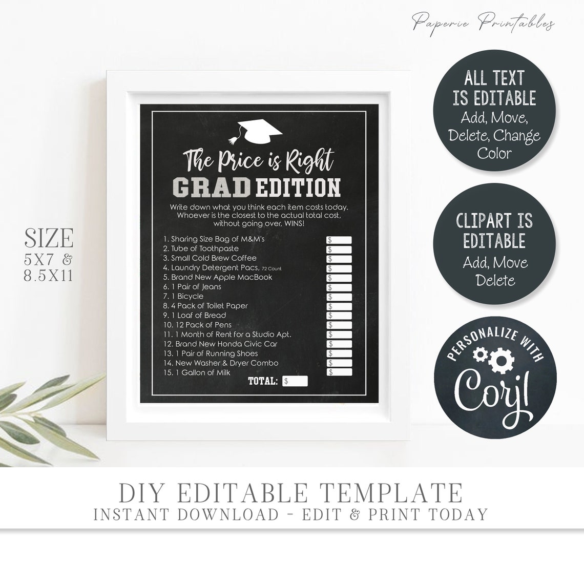 Editable Graduation Party Games Price is Right Graduation - Etsy