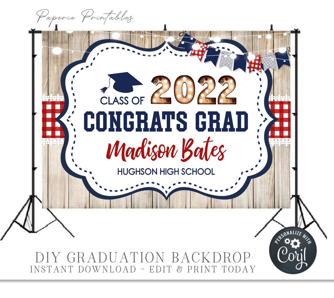 EDITABLE Graduation Backdrop Graduation Banner Class of 2022 - Etsy