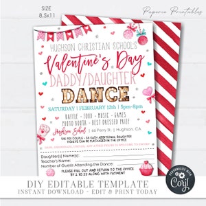 EDITABLE Daddy Daughter Dance Flyer, Valentine's Day Dance Invitation ...