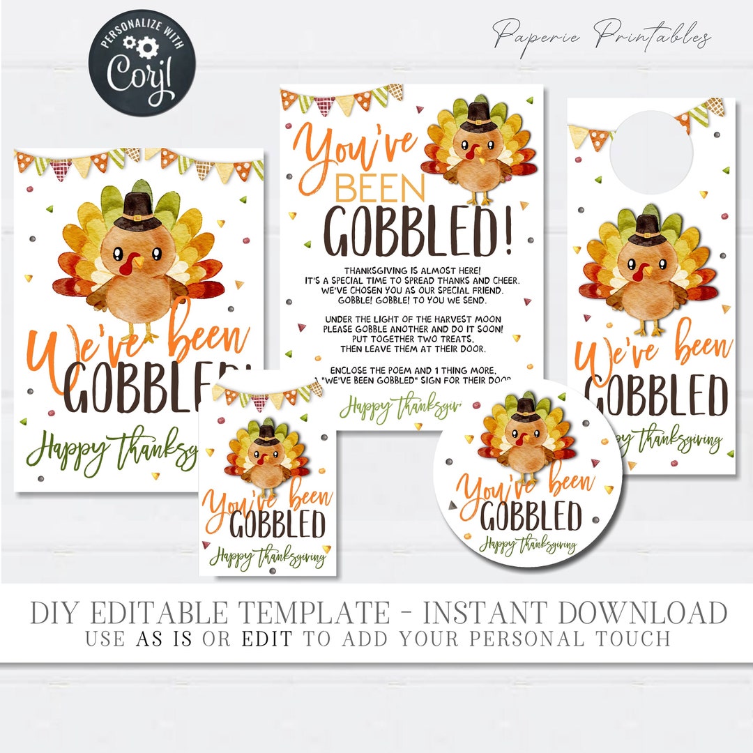 You've Been Gobbled Thanksgiving Game: Editable Printables (DIY) - Etsy