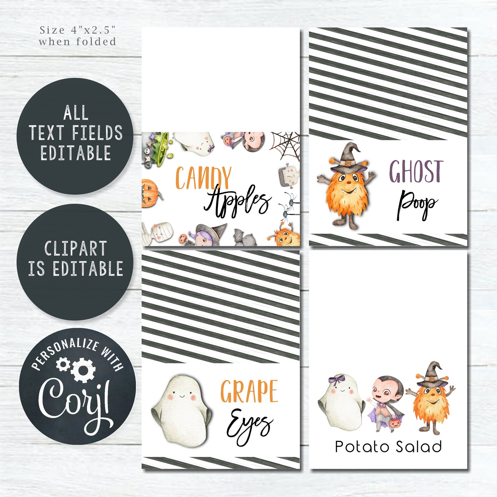Editable Halloween Food Labels: DIY Party Decoration (corjl) #BP129 - Etsy