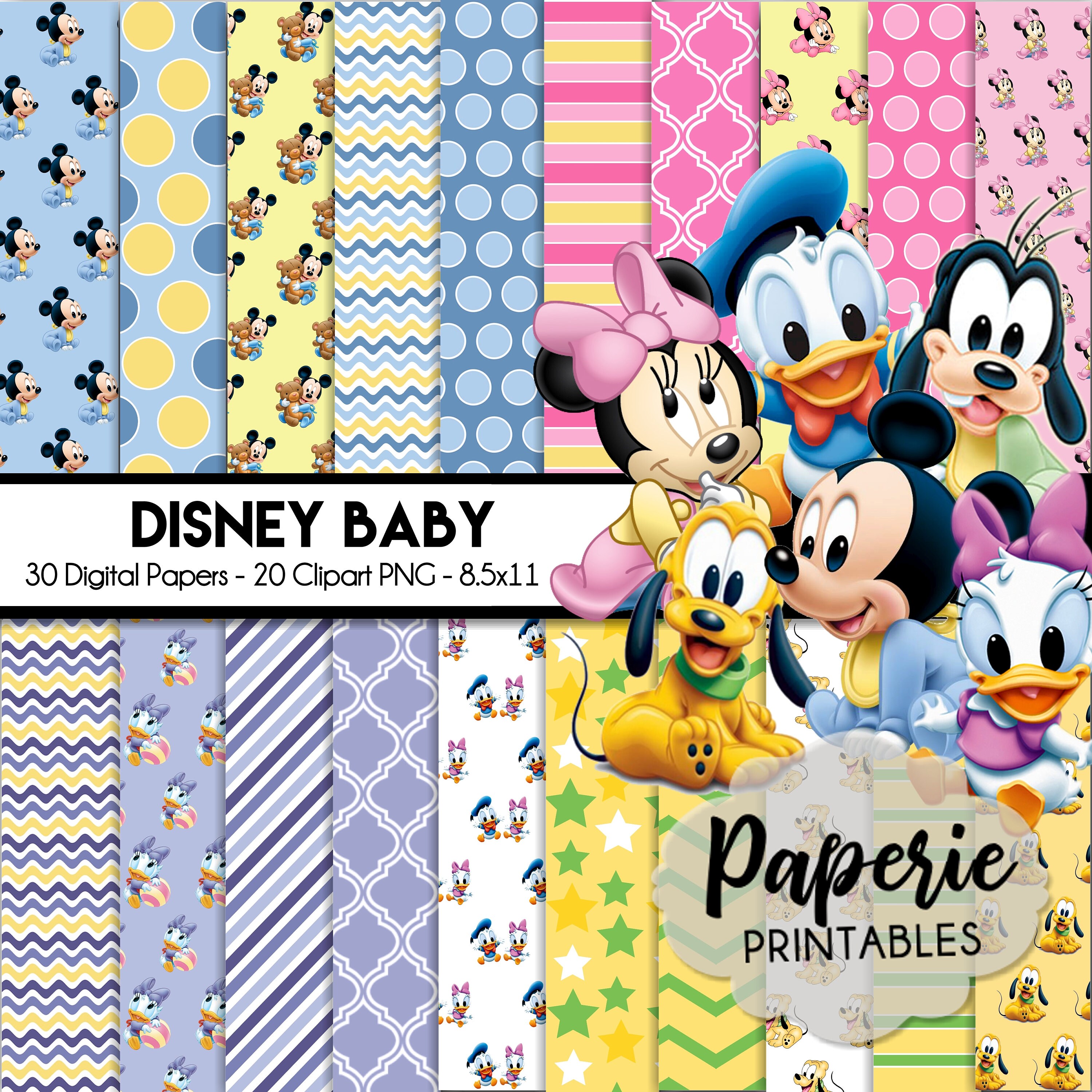 Disney Baby Digital Paper 8.5x11 Digital Scrapbook Paper | Etsy