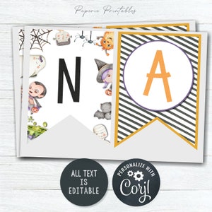 EDITABLE Halloween Happy Birthday Banner Halloween Birthday - Etsy