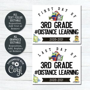 EDITABLE First Day of School Sign, First Day of Distance Learning First ...