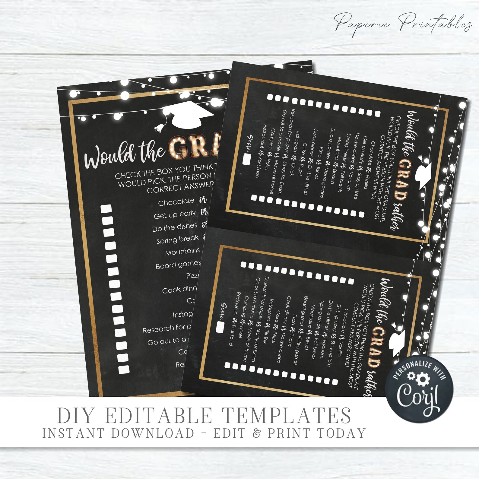 Editable Would the Grad Rather This or That Graduation Party - Etsy