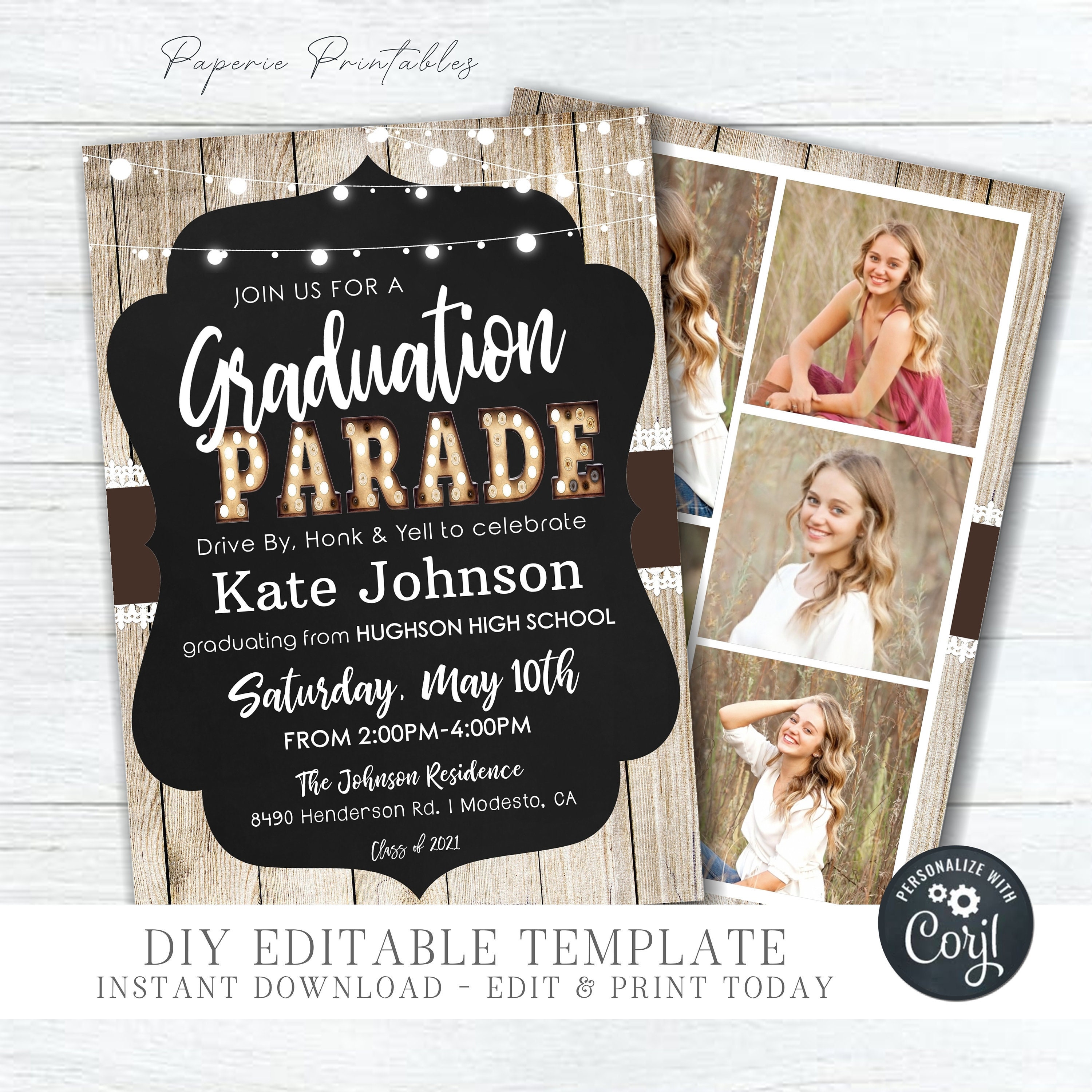 EDITABLE Graduation Parade Invitation Drive by Graduation - Etsy