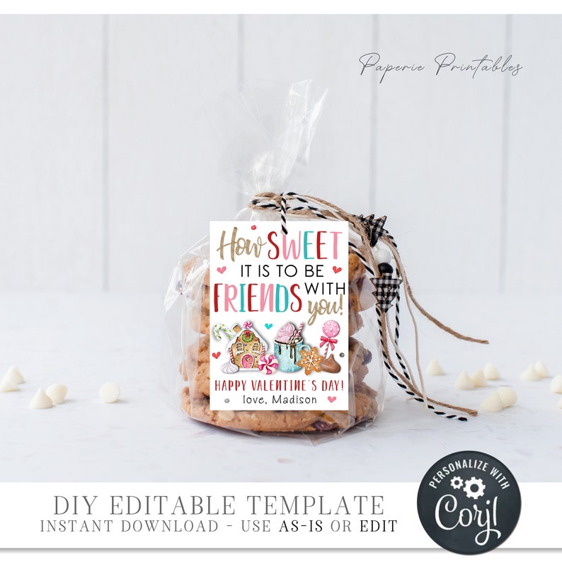 EDITABLE Valentine's Day Sweet Treats Tag Valentine's - Etsy