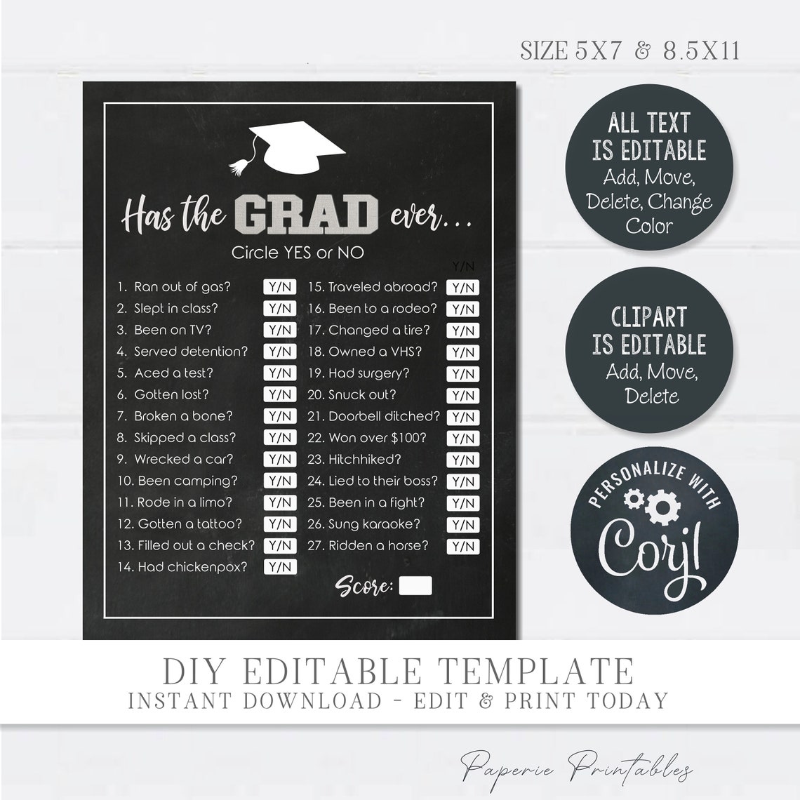 Editable Has the Grad Ever Graduation Party Game Graduation - Etsy