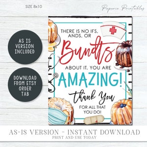 EDITABLE Bundt Cake NURSE Appreciation Sign, Nurse Appreciation Bundt ...