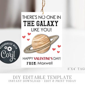 Editable Outer Space Valentine Tags, Space Valentine Cards , Kids ...