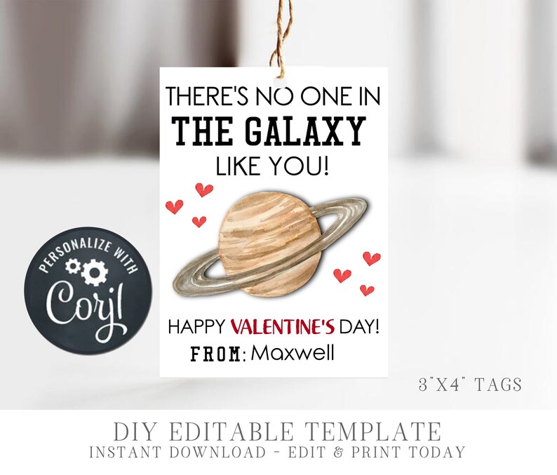 Editable Outer Space Valentine Tags Space Valentine Cards | Etsy