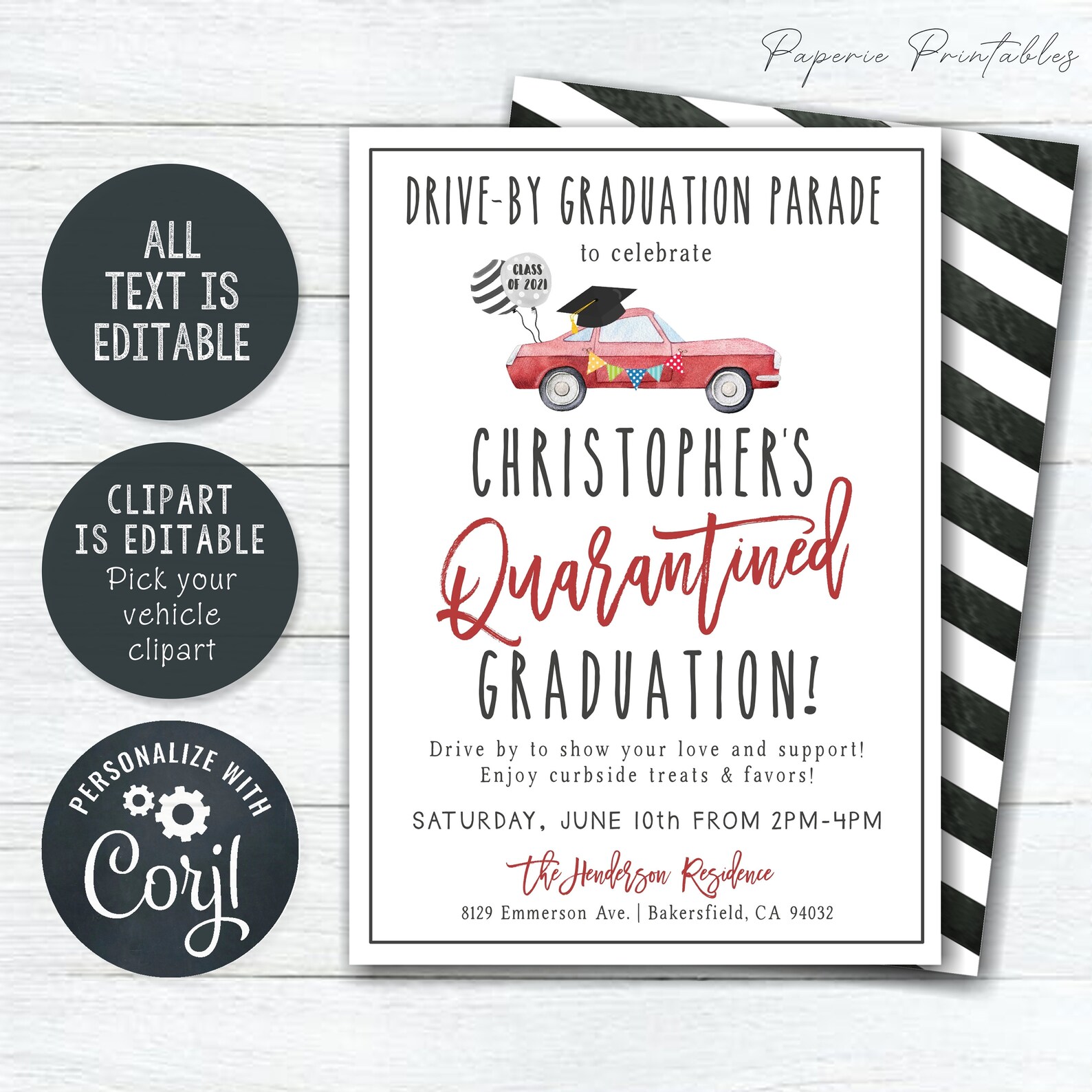 EDITABLE Graduation Parade Invitation Drive by Graduation - Etsy