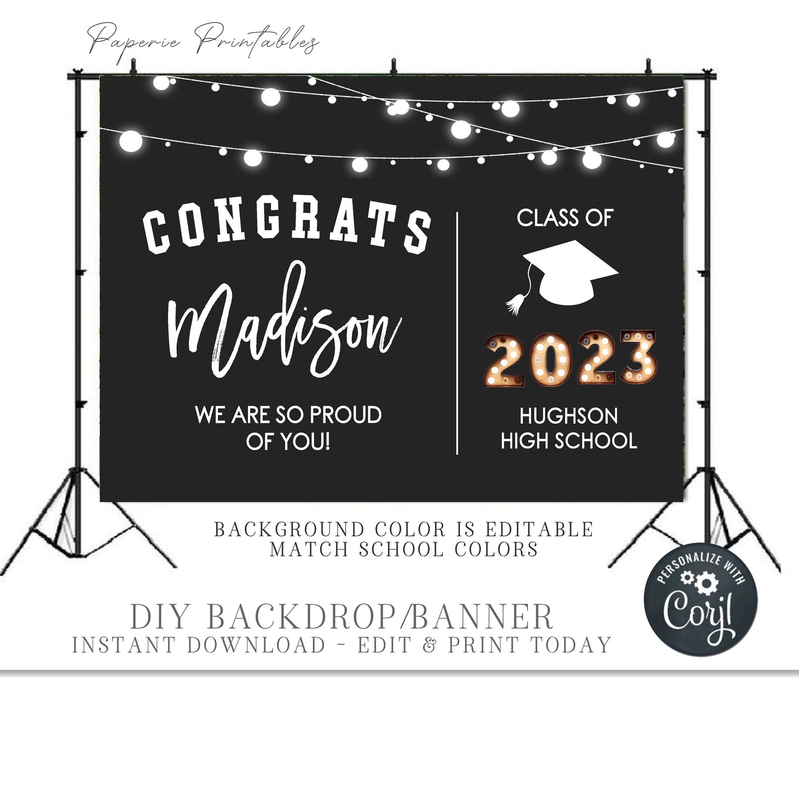 EDITABLE Graduation Backdrop. Graduation Banner Graduation - Etsy