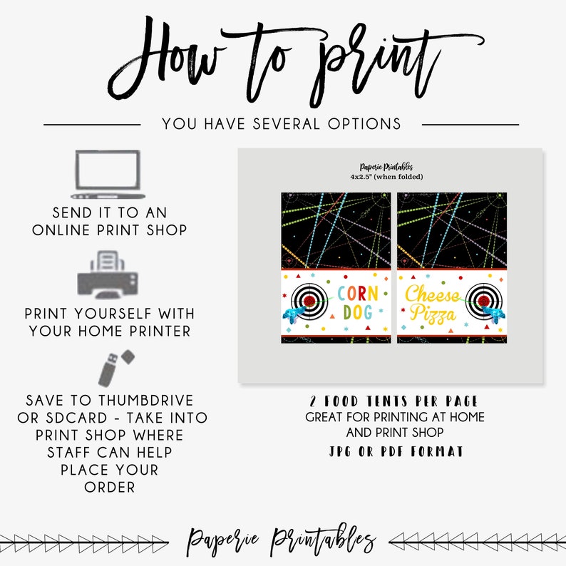 Editable Laser Tag Food Label Tent Cards (digital Download) #BP08 - Etsy
