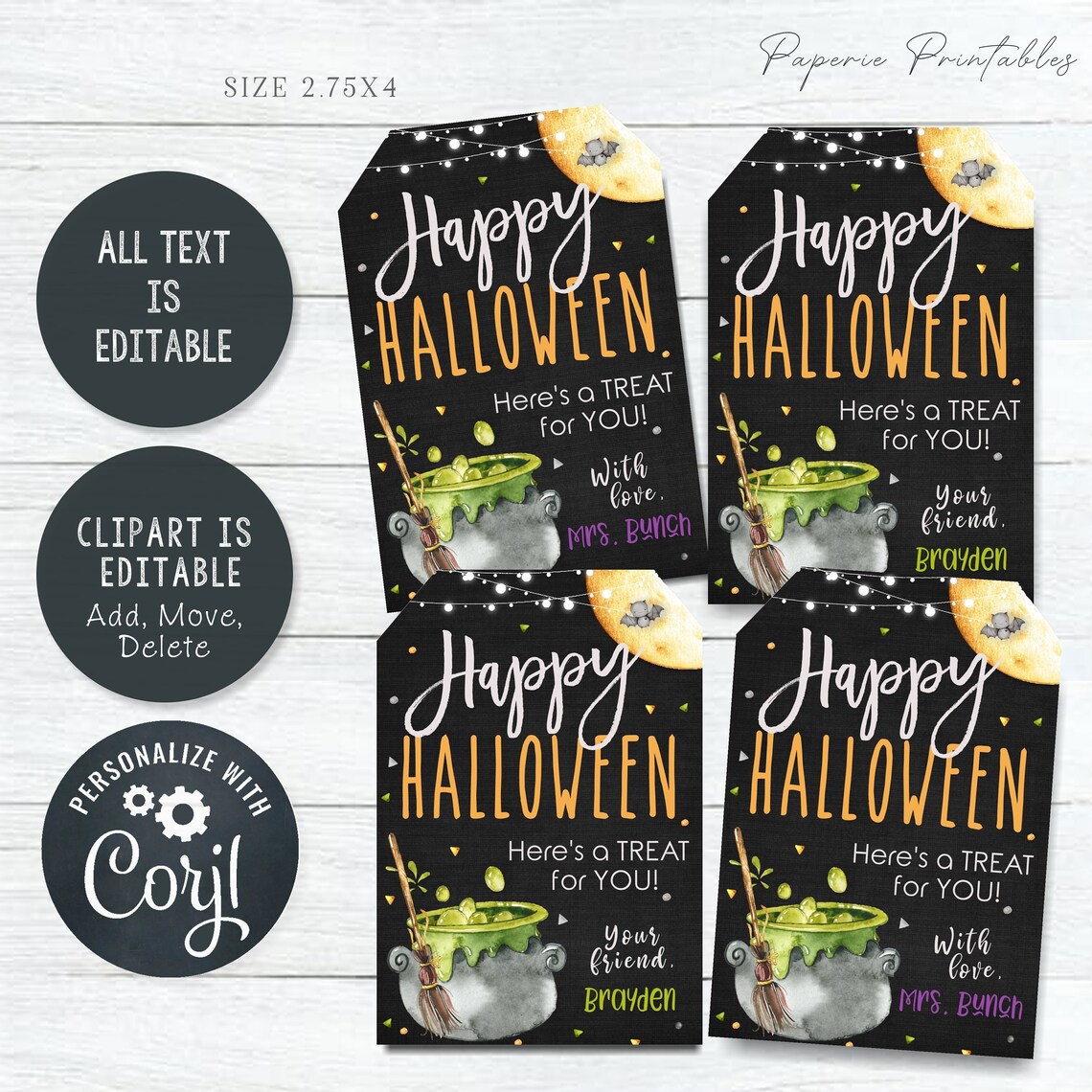 EDITABLE Halloween Tag Printable Halloween Favor Tags | Etsy