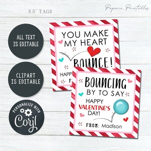 Editable Kids Valentine Cards: Bouncing Ball Design (DIY Corjl) - Etsy
