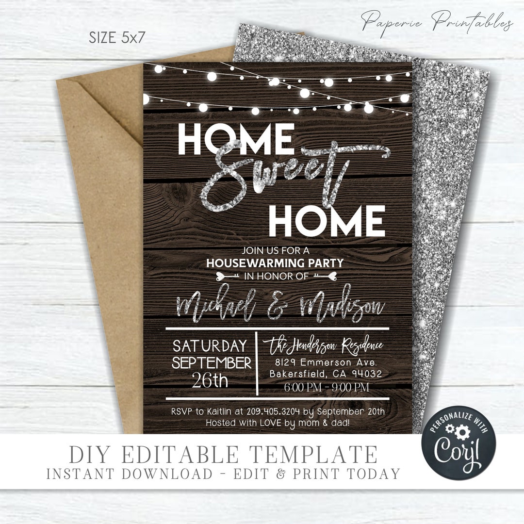 EDITABLE Housewarming Party Invitation, Rustic Housewarming Party ...