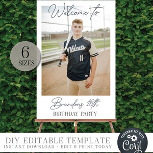 EDITABLE Birthday Welcome Sign, Birthday Photo Sign, Welcome Sign ...