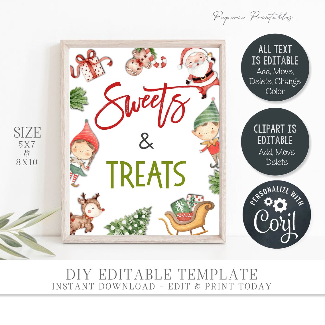 EDITABLE Christmas Party Food Tent Labels Dessert Table | Etsy