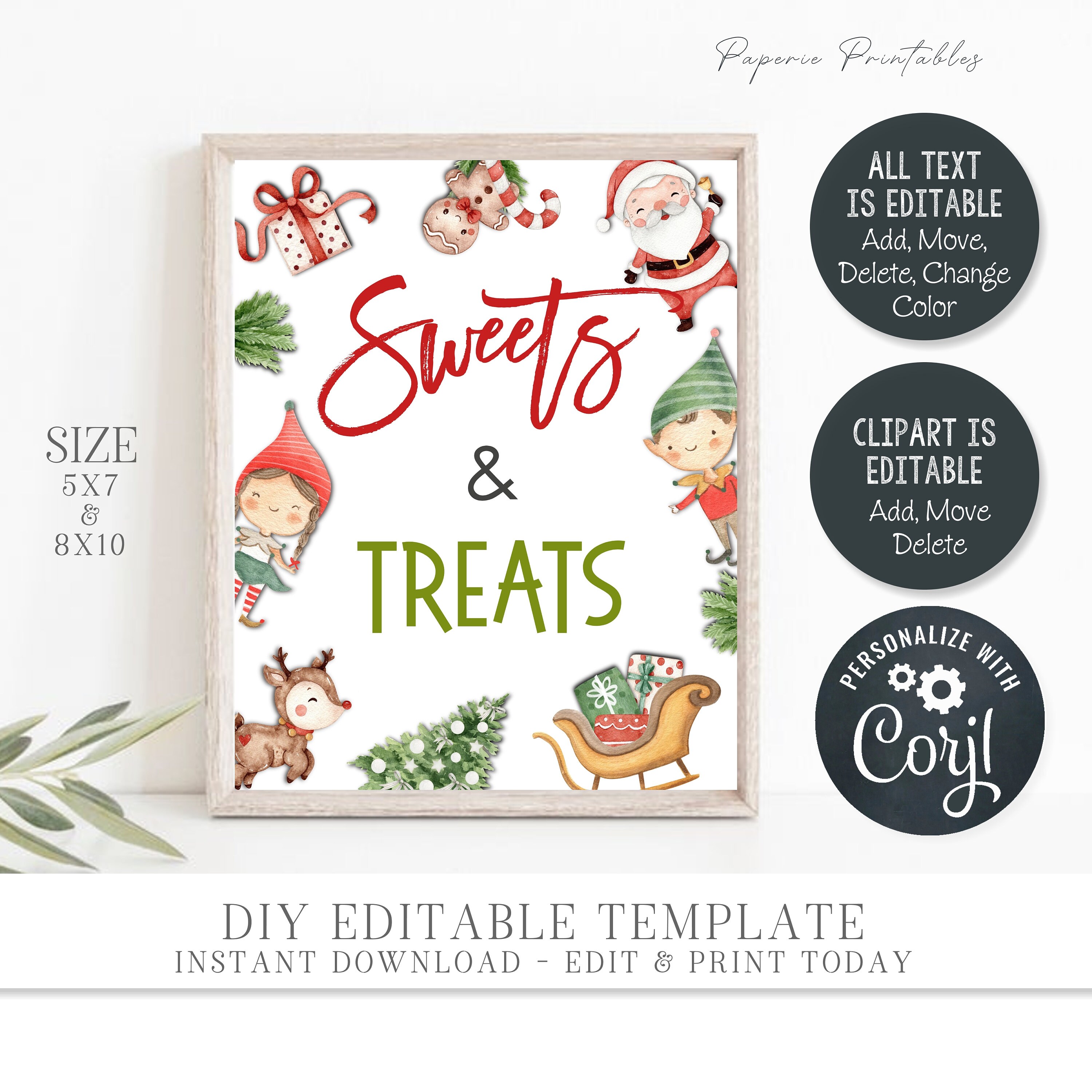 EDITABLE Christmas Party Food Tent Labels Dessert Table | Etsy