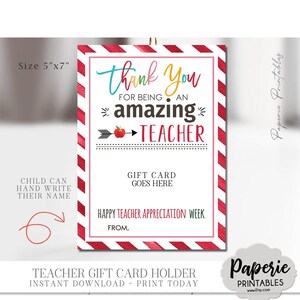 Editable Teacher Appreciation Gift Card Holder (5x7) (corjl) - Etsy