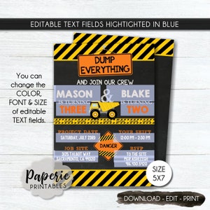 Under Construction Party BUNDLE Construction Site Birthday Template DIY ...