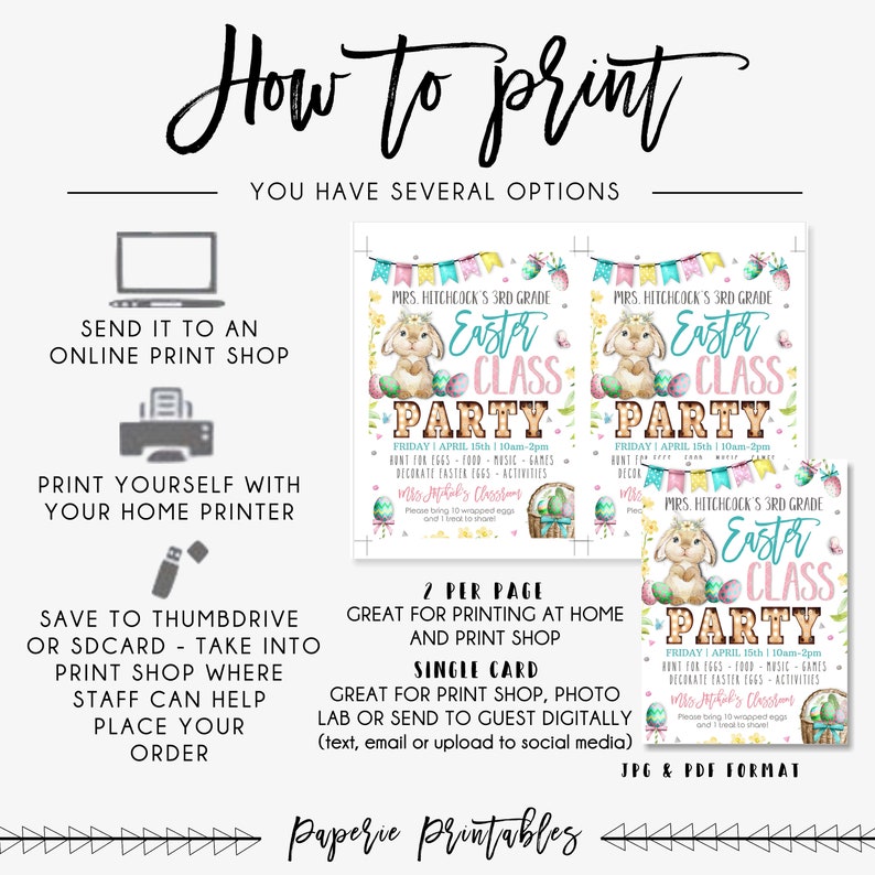EDITABLE Easter Class Party Invitation Easter School Party - Etsy