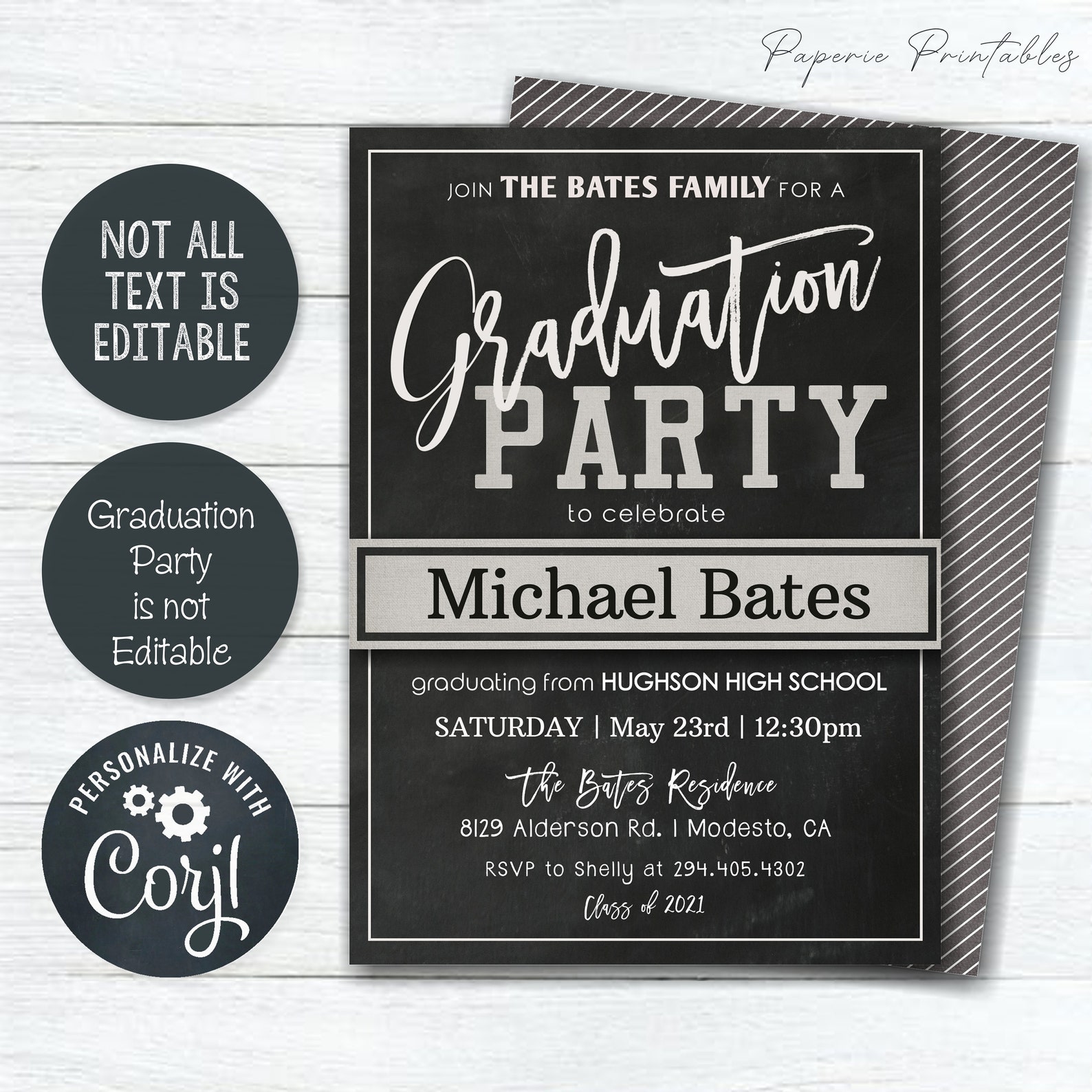 EDITABLE Graduation Party Invitation 2021 Graduation | Etsy