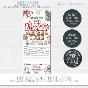 EDITABLE Angel Tree Gift Tags, Christmas Angel Tree Fundraiser Form ...