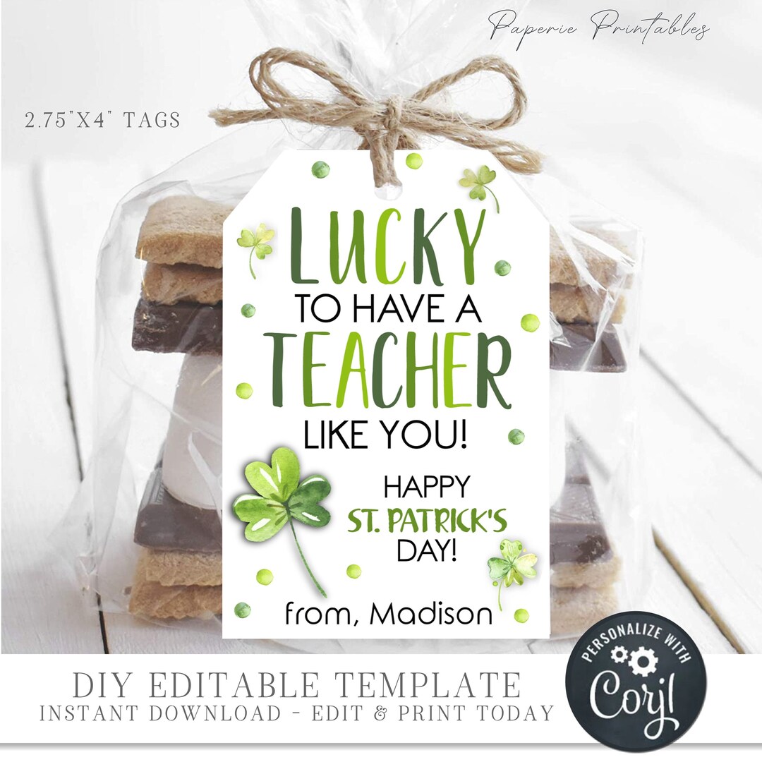 Editable St. Patrick's Day Teacher Gift Tag, Happy St. Patrick's Day ...