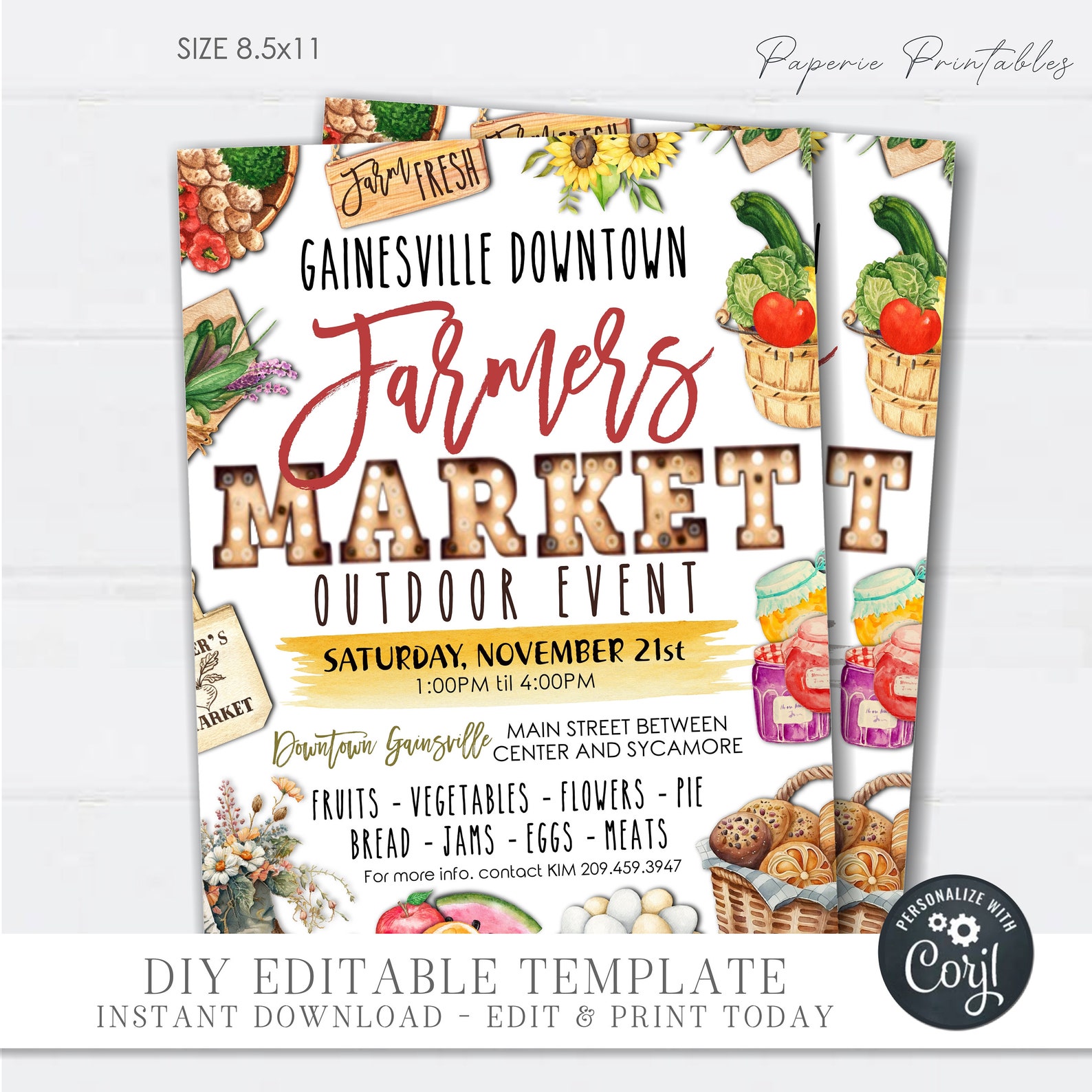 EDITABLE Farmers Market Flyer, Farmer's Market Flyer, Outdoor Market ...