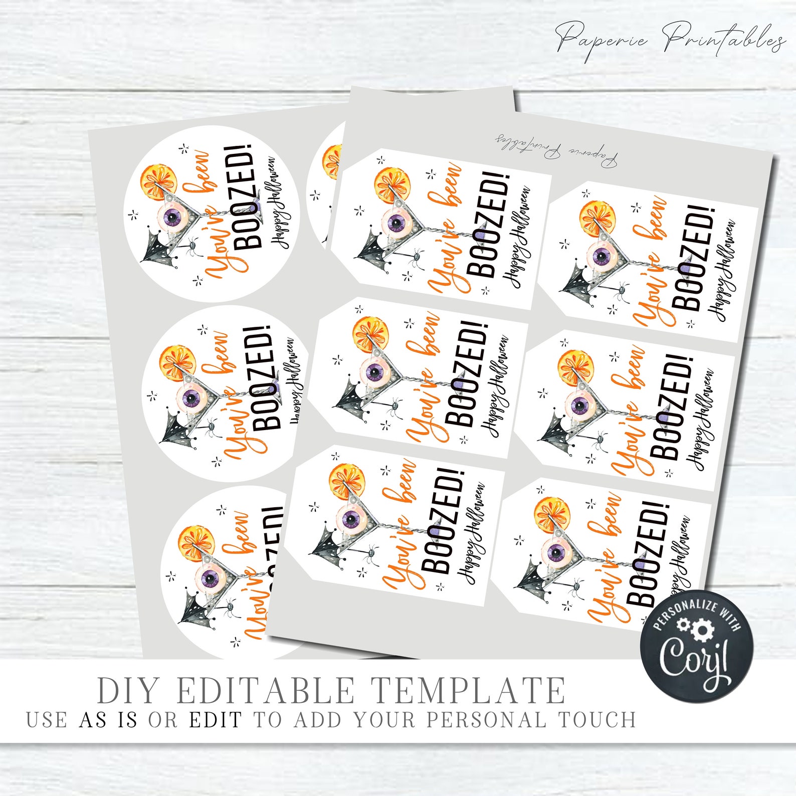 Editable You've Been Boozed Halloween Game: Printable Wine Hanger ...