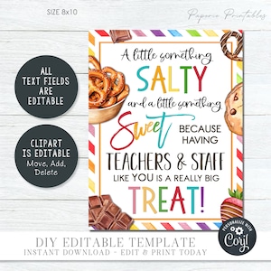Salty & Sweet Teacher Appreciation Sign: Editable DIY (digital Download ...