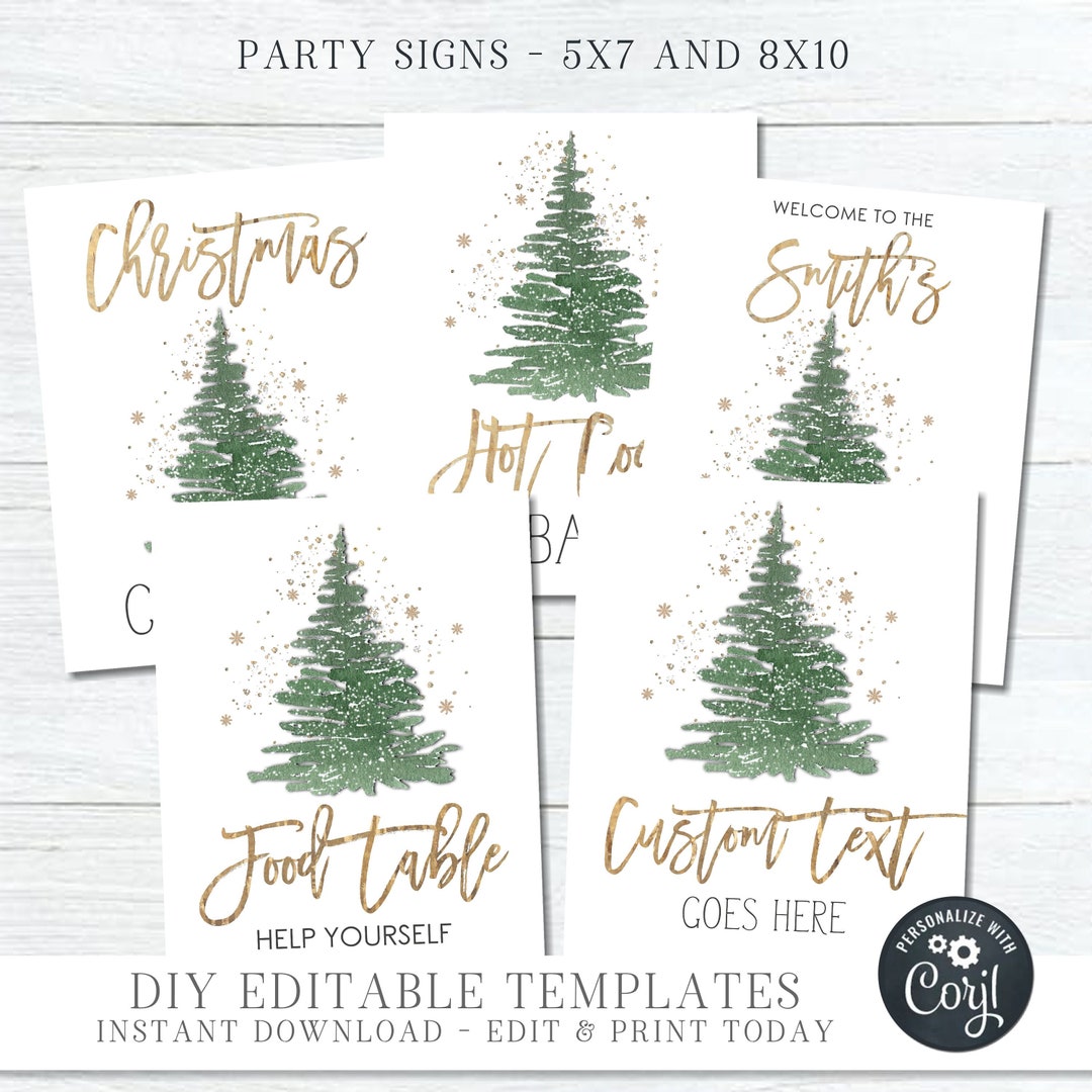 Editable Christmas Party Signs, Holiday Party Signs, Christmas Party ...