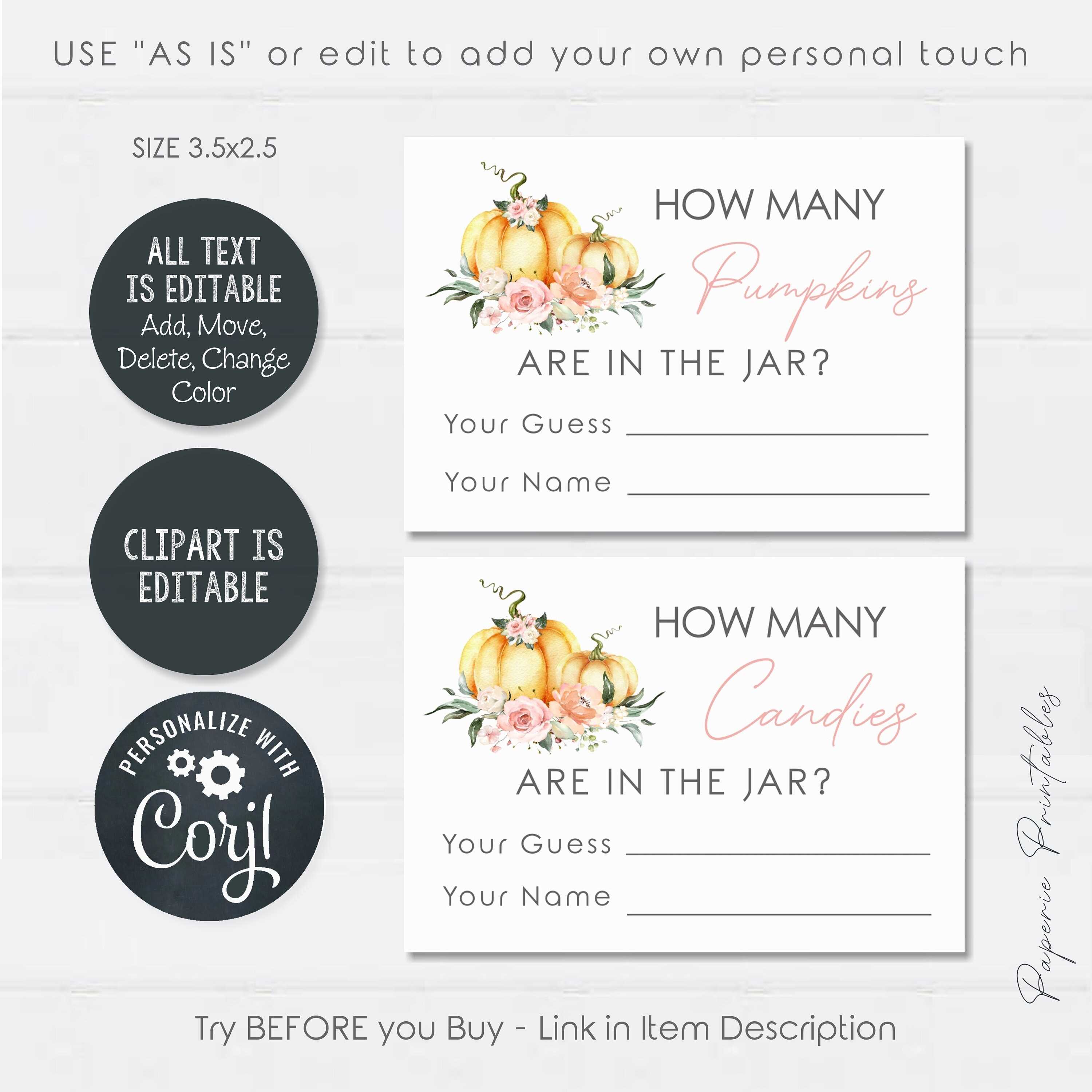 EDITABLE Guess How Many Sign Pumpkin Guess How Many Baby - Etsy