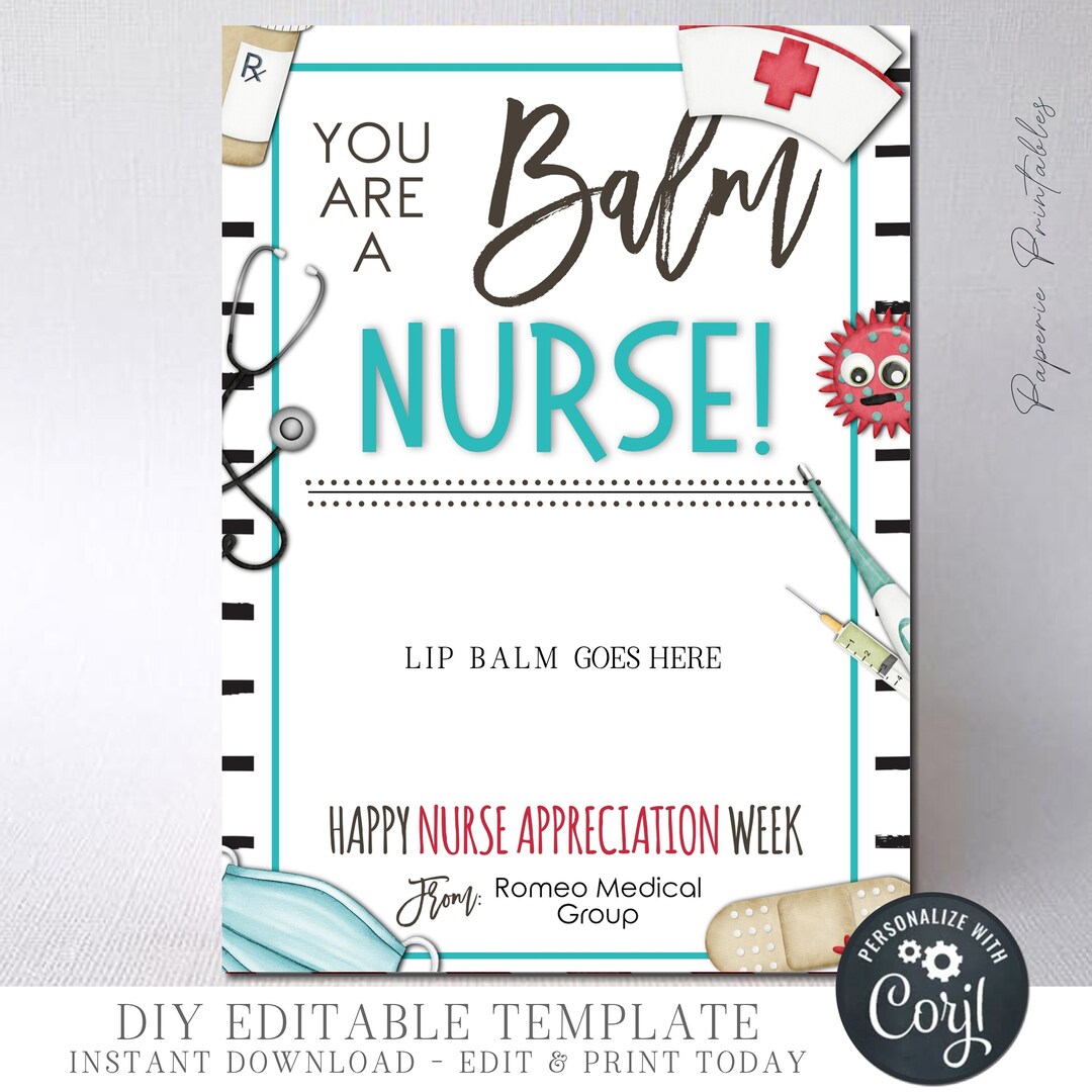 EDITABLE Nurse Lip Balm Coach Appreciation Gift Card Holder, Nurse ...
